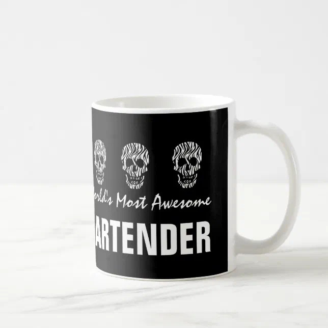 World's Most Awesome BARTENDER Zebra Skulls V12 Coffee Mug | Zazzle