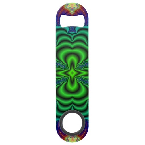 Wormhole Fractal Neon Green Space Tubes Bar Key | Zazzle