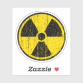 Worn, distressed nuclear radiation symbol sticker | Zazzle