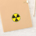 Worn, distressed nuclear radiation symbol sticker | Zazzle