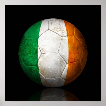 Worn Irish Flag Football Soccer Ball Poster | Zazzle