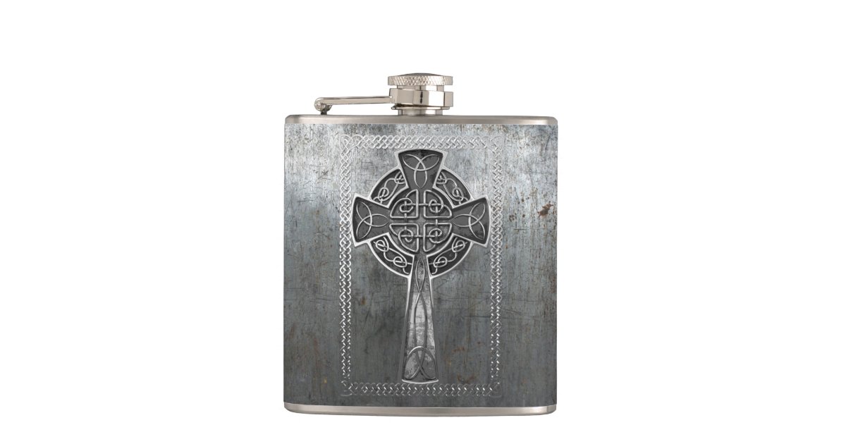 Worn Metal Cross Flask | Zazzle