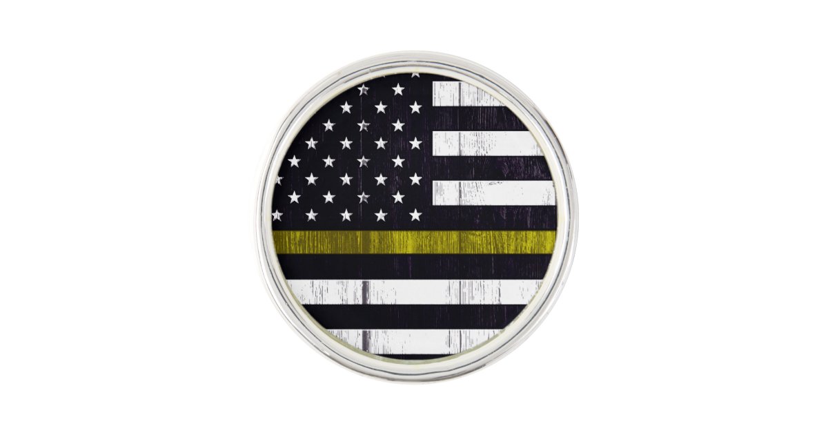 Worn Thin Yellow Line Dispatcher Flag Lapel Pin | Zazzle