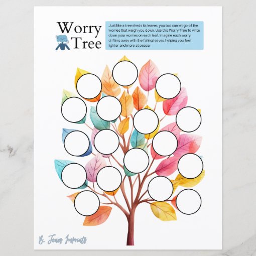 Worry Tree Worksheet - Digital Download | Zazzle