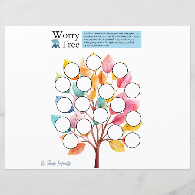 Worry Tree Worksheet - Digital Download | Zazzle