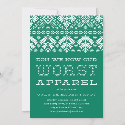 Worst Apparel | Ugly Sweater Party Invitation | Zazzle