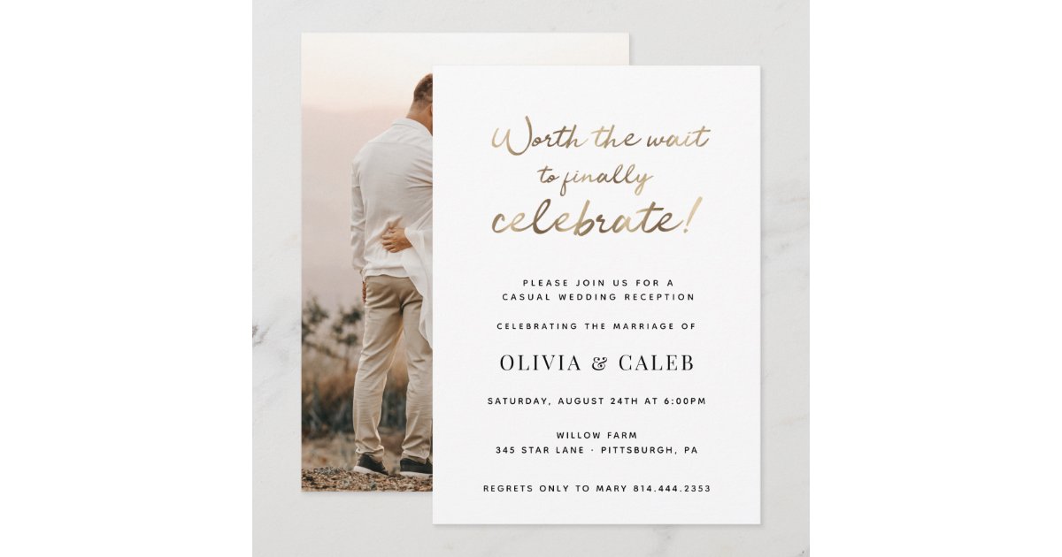 Worth the Wait to Celebrate Wedding Reception Invi Invitation | Zazzle