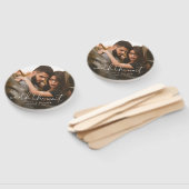 Worth the Wait Wedding Photo Script Modern Hand Fan | Zazzle