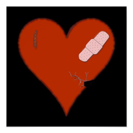 Wounded Tattered Worn Out Heart tags: Poster | Zazzle.com