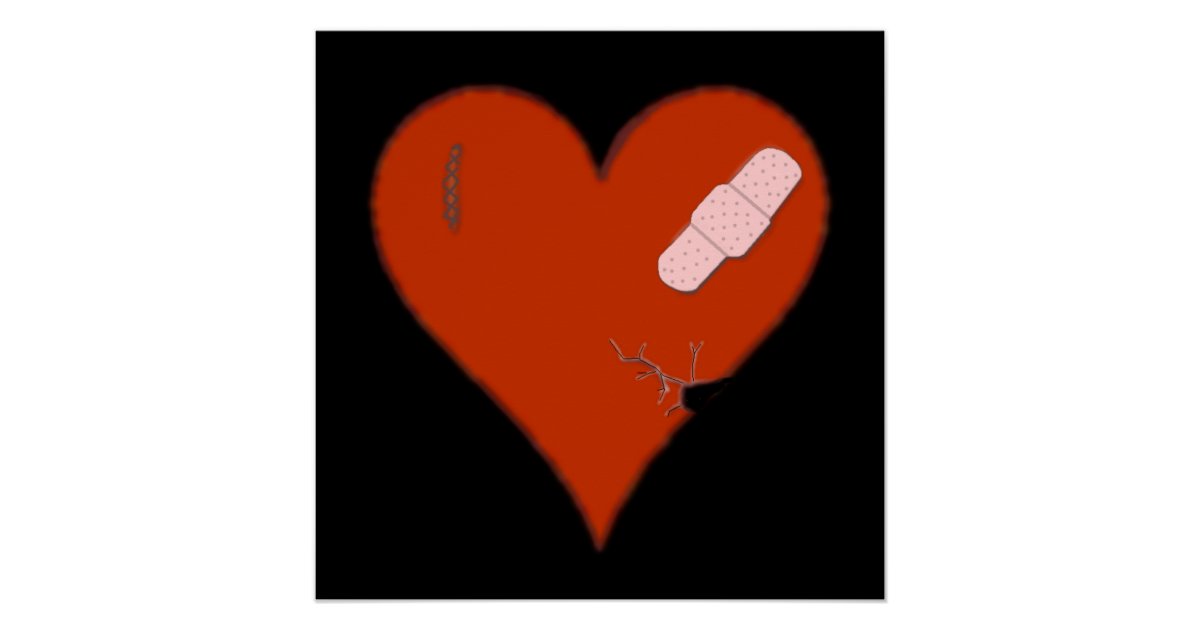 Wounded Tattered Worn Out Heart tags: Poster | Zazzle