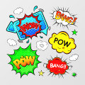Wow Bang Pow, Red Blue Green Yellow, Pop Art 24" Wall Decal | Zazzle