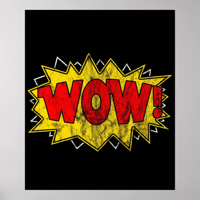 Wow Iconic Comic Funny Book Nerd Sound Washed Poster | Zazzle