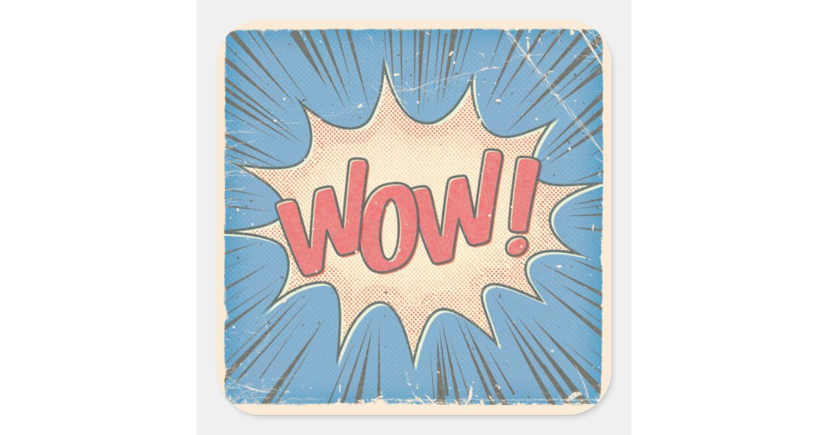 Wow! Square Sticker | Zazzle