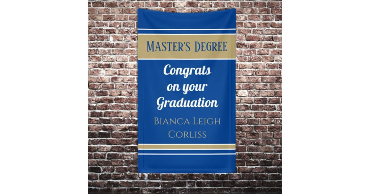 Wow! Vertical Master's Degree custom Banner | Zazzle