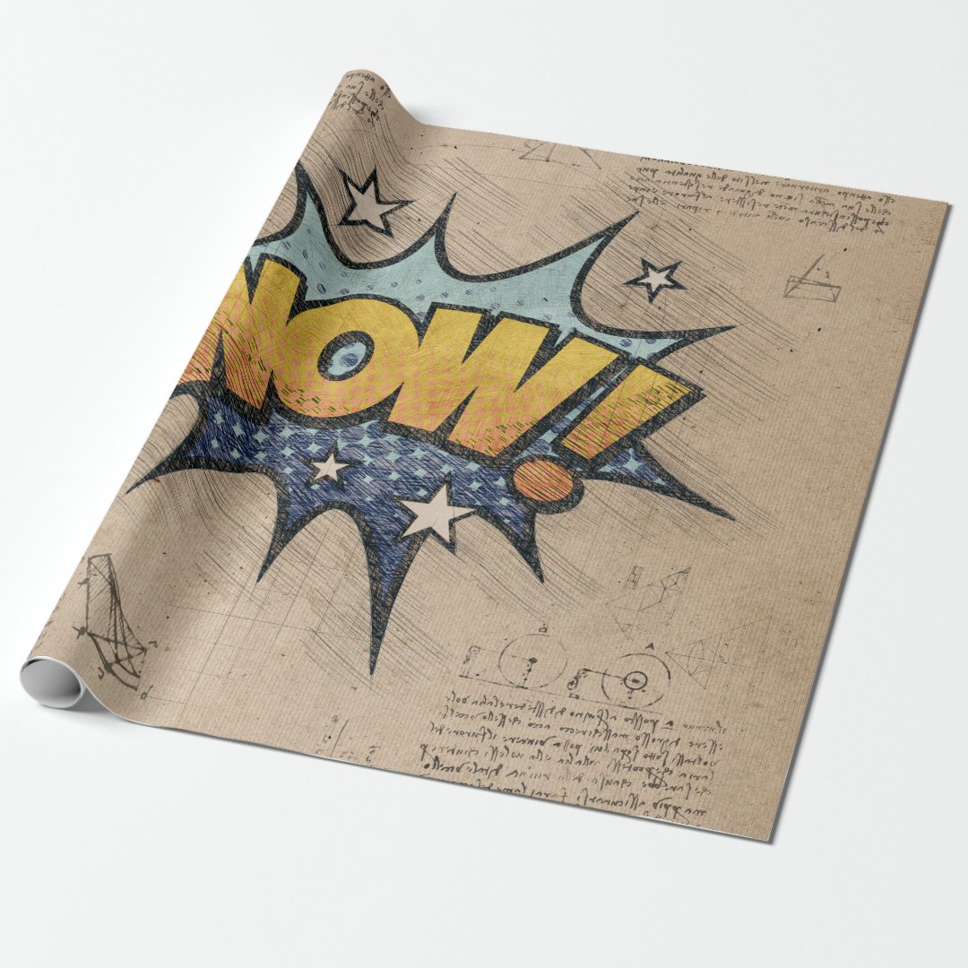 WOW! Vintage Comic Book Steampunk Pop Art Wrapping Paper | Zazzle