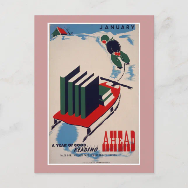 WPA Library Poster Postcard | Zazzle