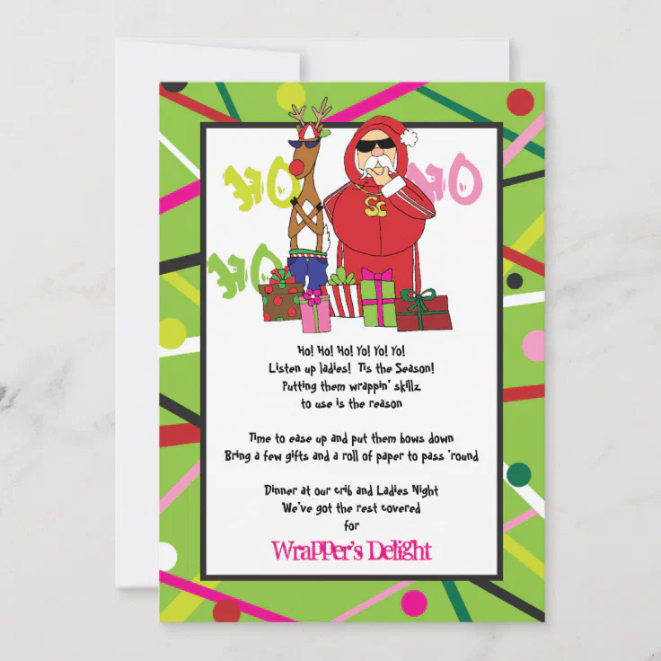 Wrapper's Delight Ghetto Fabulous Christmas Party Invitation | Zazzle