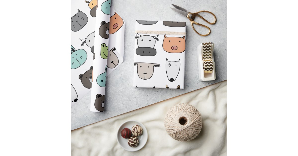 Wrapping Paper - Animal Faces | Zazzle