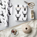Wrapping Paper - Black & White Stag Deer Head | Zazzle