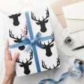 Wrapping Paper - Black & White Stag Deer Head | Zazzle