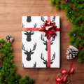 Wrapping Paper - Black & White Stag Deer Head | Zazzle