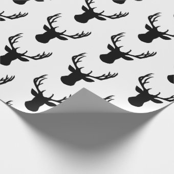 Wrapping Paper - Black & White Stag Deer Head | Zazzle