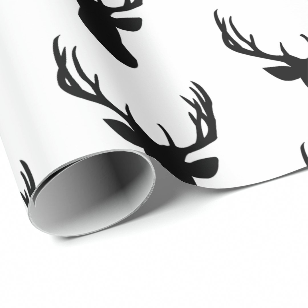 Wrapping Paper - Black & White Stag Deer Head | Zazzle