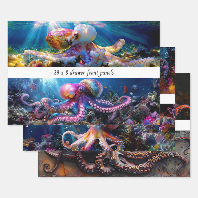 Wrapping Paper Decoupage Sea World Octopus Drawers | Zazzle