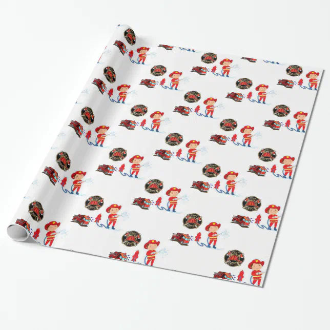 Wrapping Paper Fireman | Zazzle