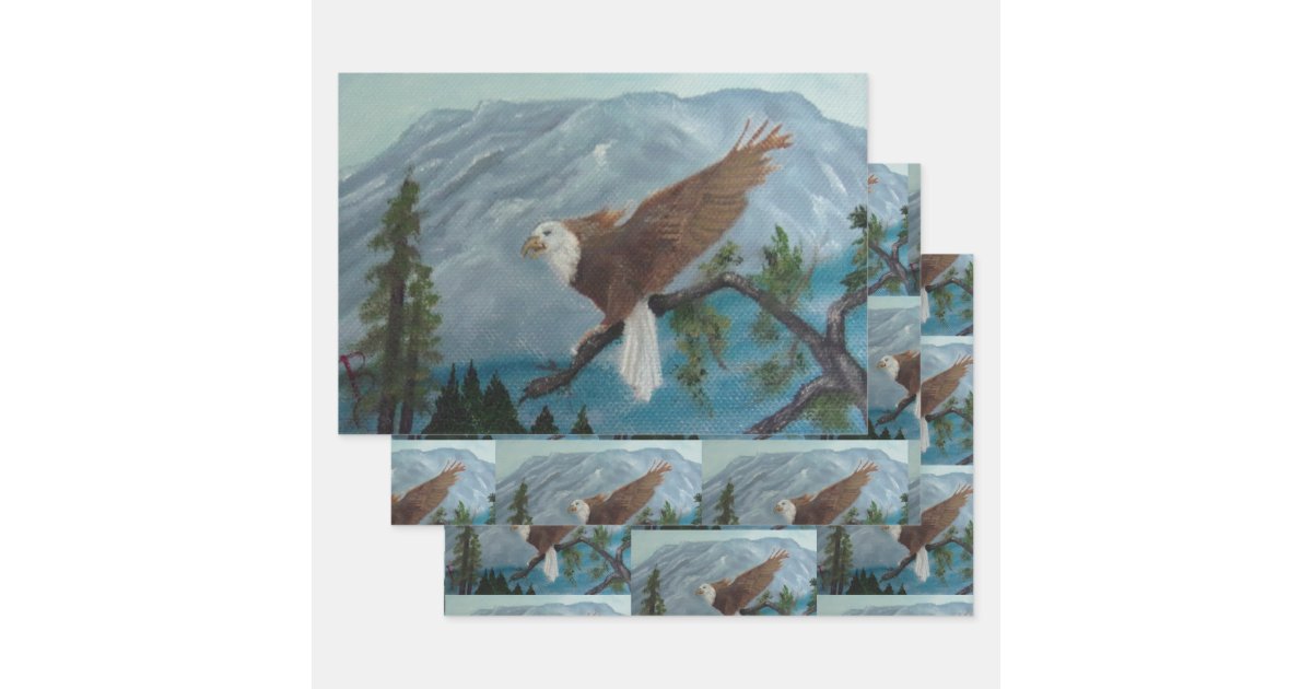Wrapping Paper Flat Sheet Set of 3/Bald Eagle Set | Zazzle