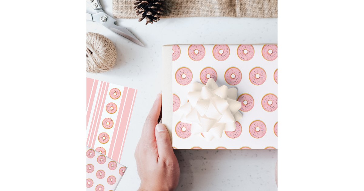 Wrapping paper sheets, Pink Donuts design | Zazzle
