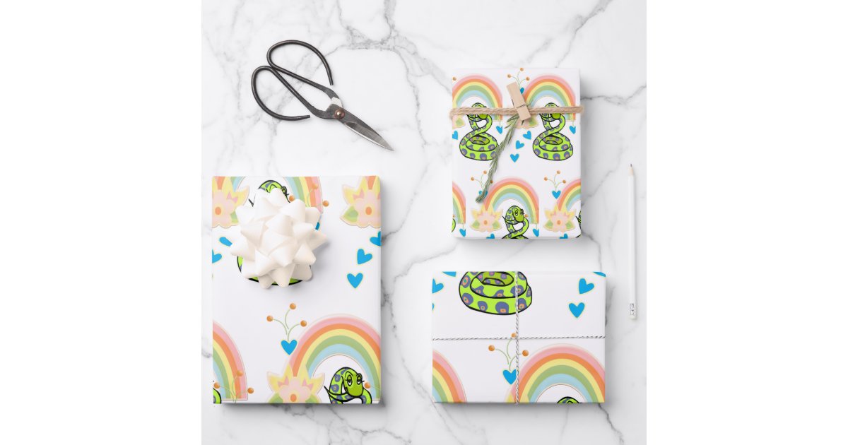 Wrapping Paper Sheets Snake Rainbow | Zazzle