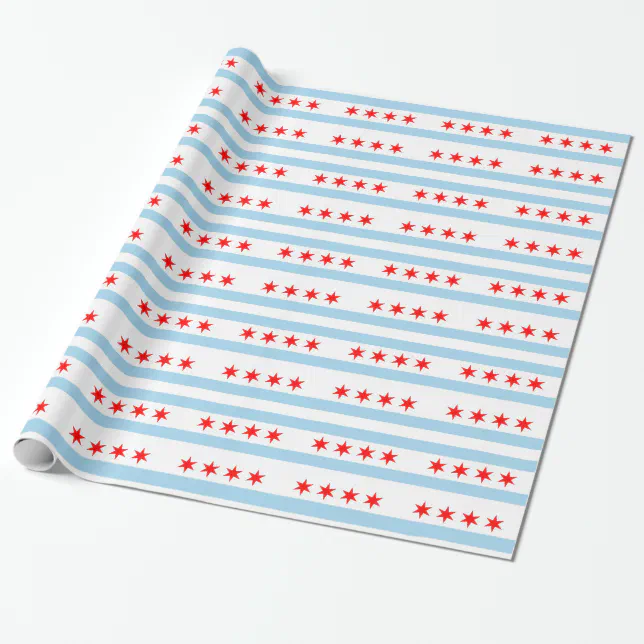 Wrapping paper with Flag of Chicago | Zazzle