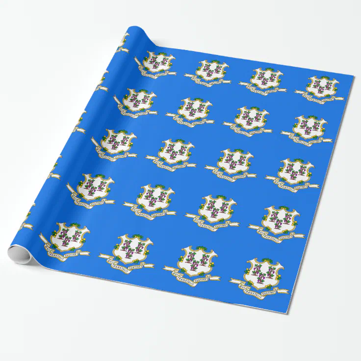 Wrapping paper with Flag of Connecticut | Zazzle