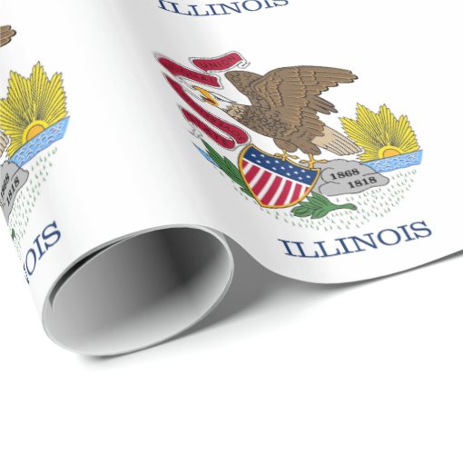 Wrapping paper with Flag of Illinois | Zazzle