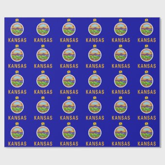 Wrapping paper with Flag of Kansas | Zazzle