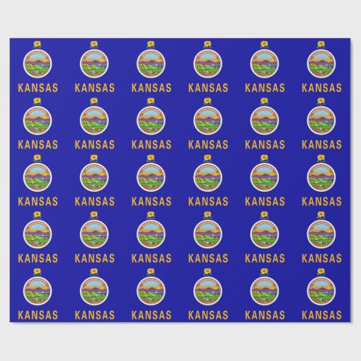 Wrapping paper with Flag of Kansas | Zazzle