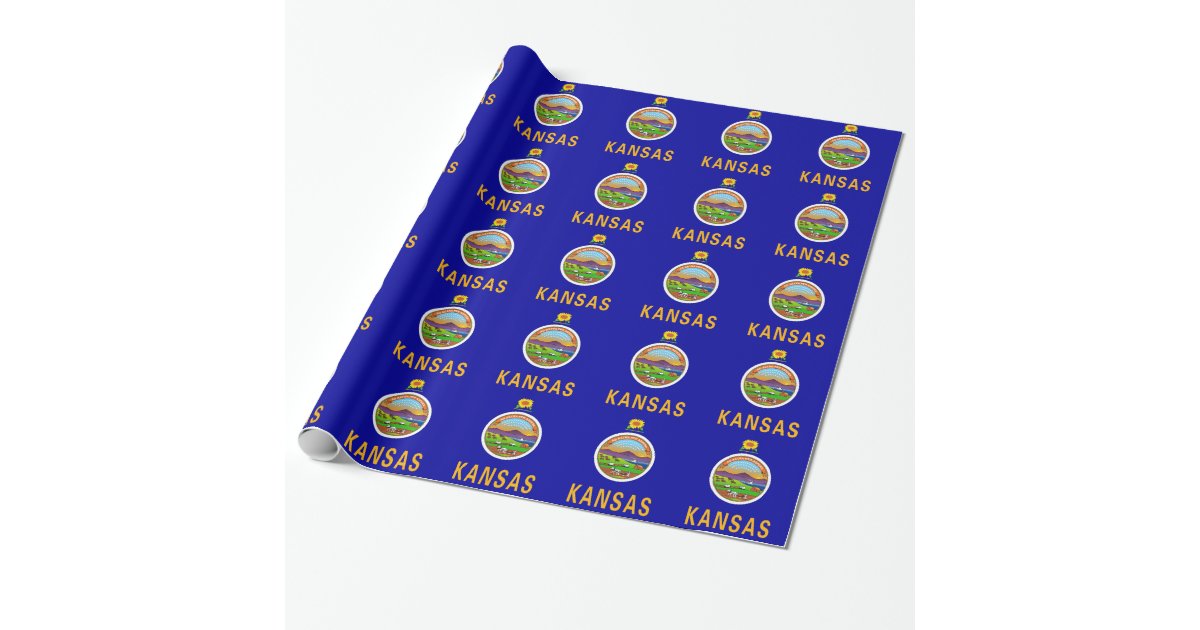 Wrapping paper with Flag of Kansas | Zazzle