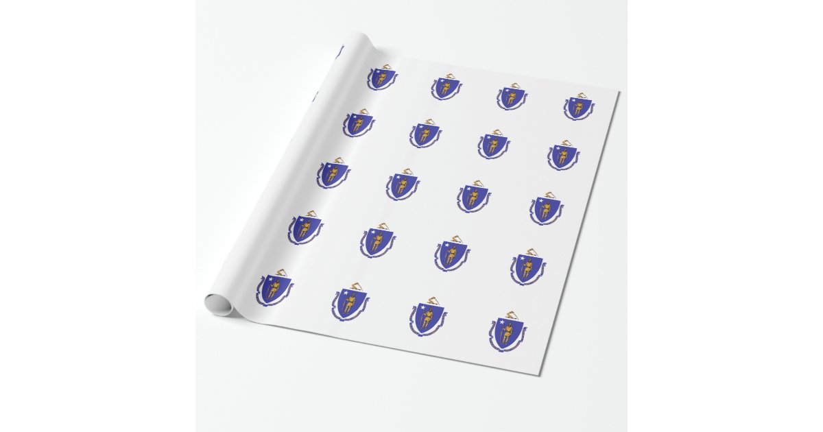 Wrapping paper with Flag of Massachusetts | Zazzle