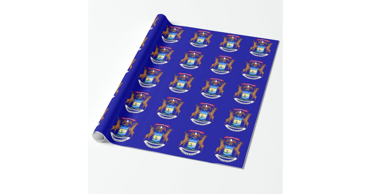 Wrapping paper with Flag of Michigan | Zazzle