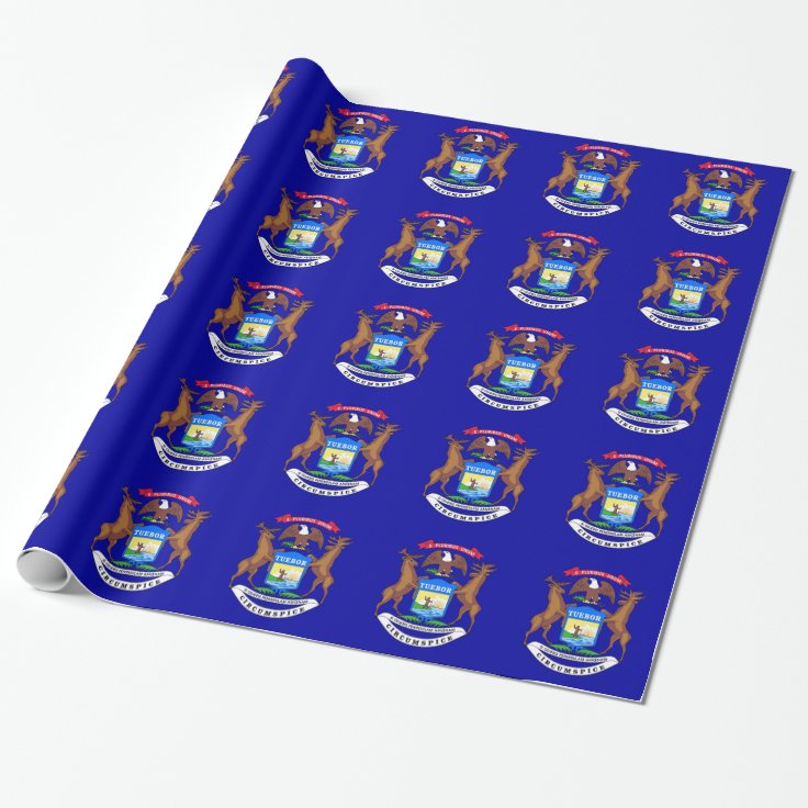 Wrapping paper with Flag of Michigan | Zazzle