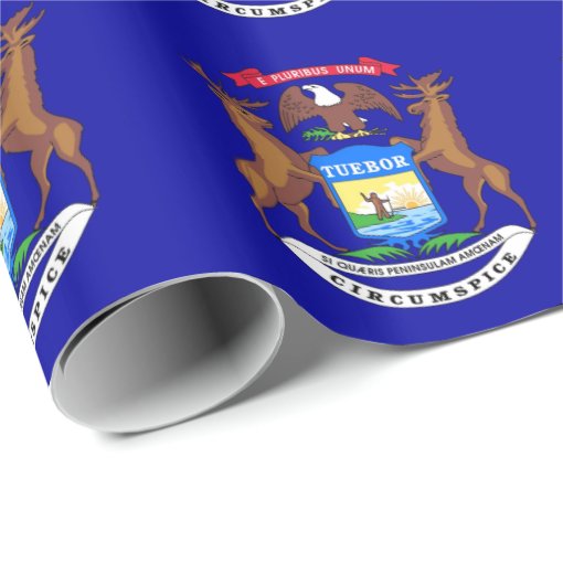 Wrapping paper with Flag of Michigan | Zazzle