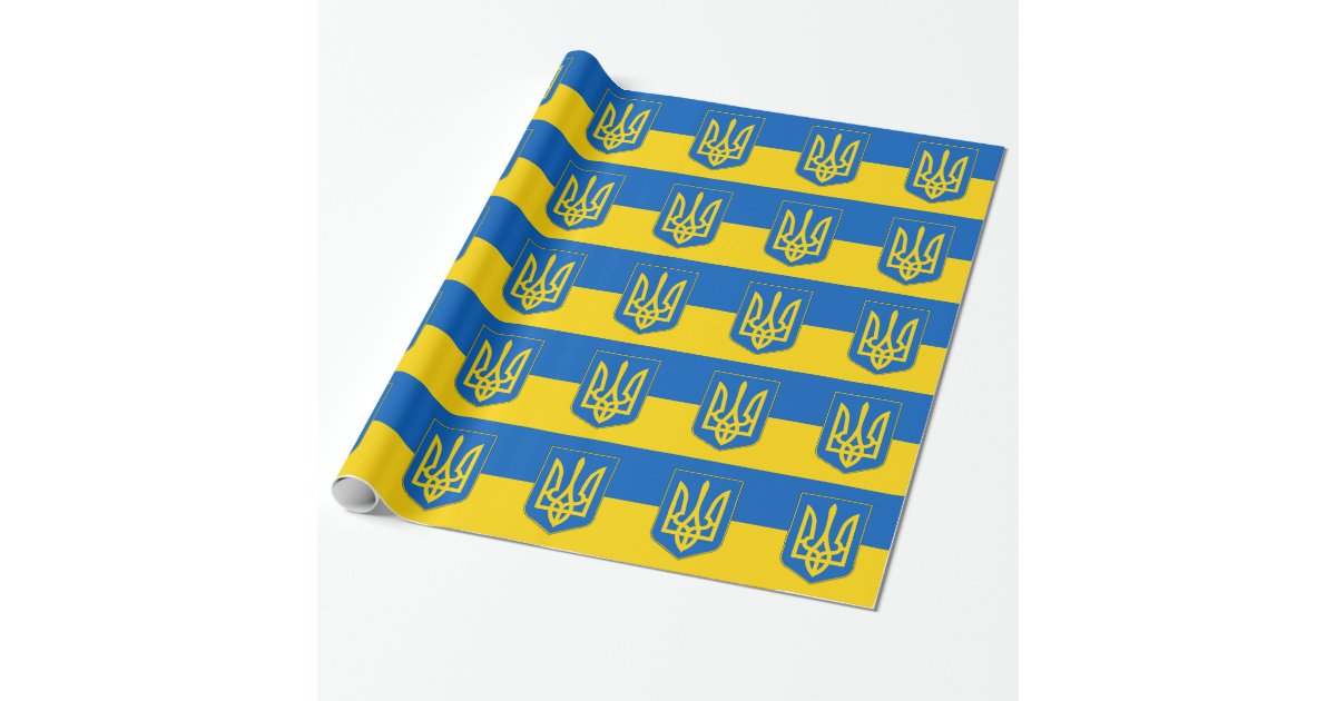 Wrapping paper with Flag of Ukraine | Zazzle