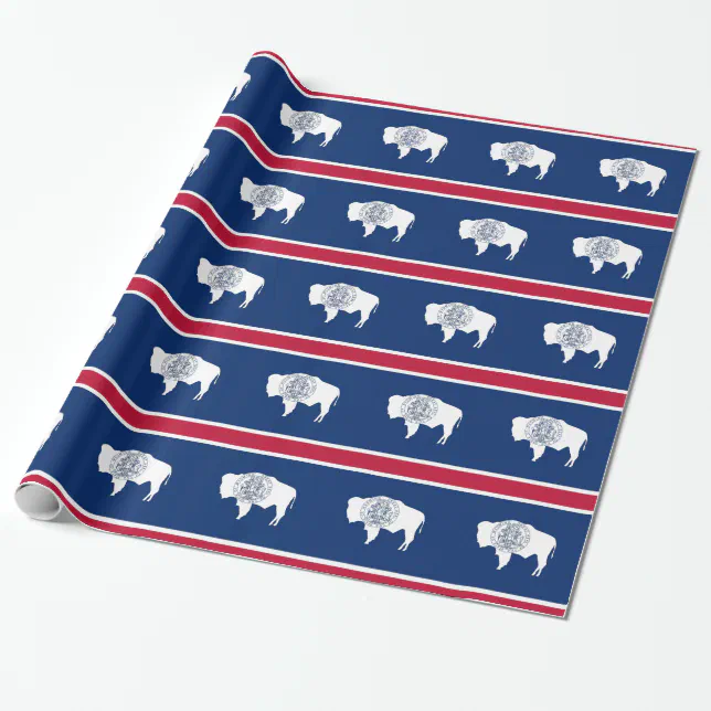 Wrapping paper with Flag of Wyoming | Zazzle