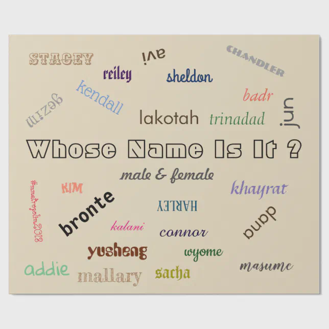 Wrapping Paper with Unisex Names by Mmetropolim | Zazzle