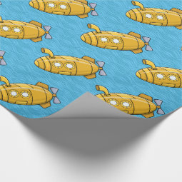 Wrapping Paper | Yellow Submarine Blue Waves | Zazzle