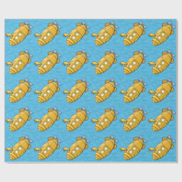 Wrapping Paper | Yellow Submarine Blue Waves | Zazzle