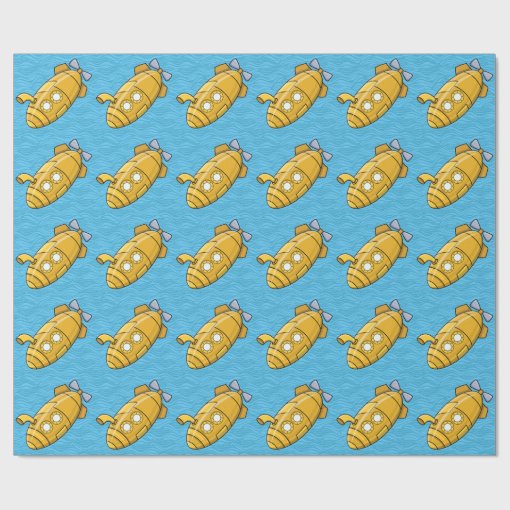Wrapping Paper | Yellow Submarine Blue Waves | Zazzle