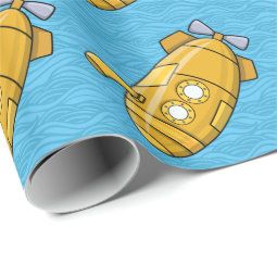 Wrapping Paper | Yellow Submarine Blue Waves | Zazzle