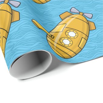 Wrapping Paper | Yellow Submarine Blue Waves | Zazzle